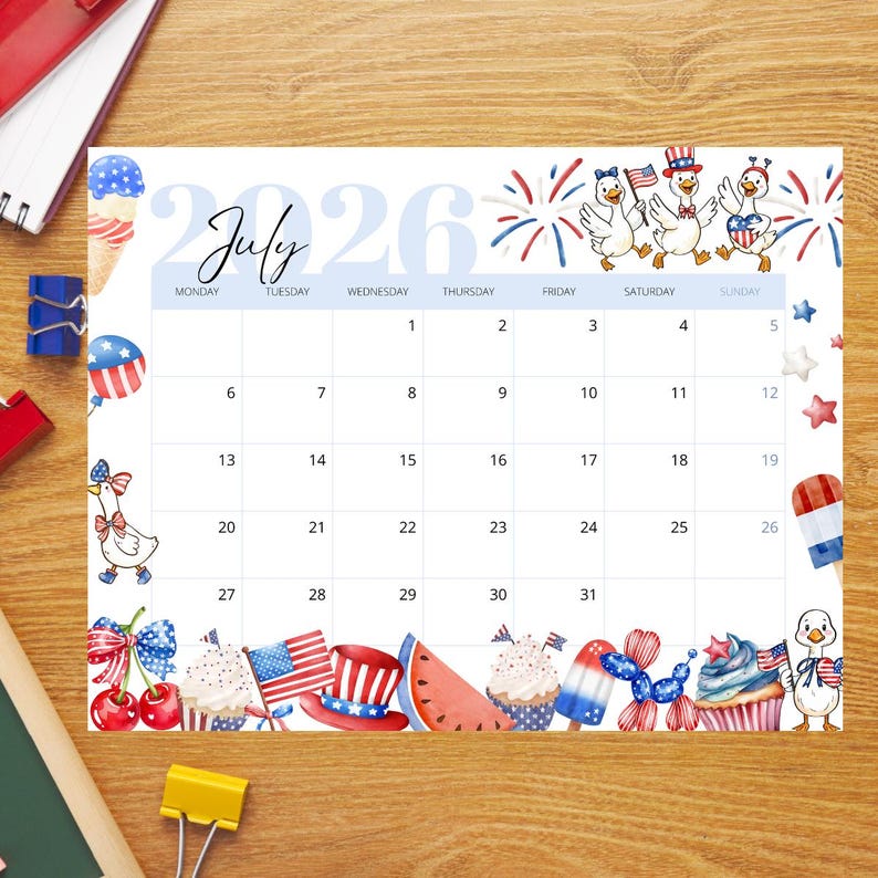 Editable July 2026 Calendar | Patriotic Planner Printable (digital ...