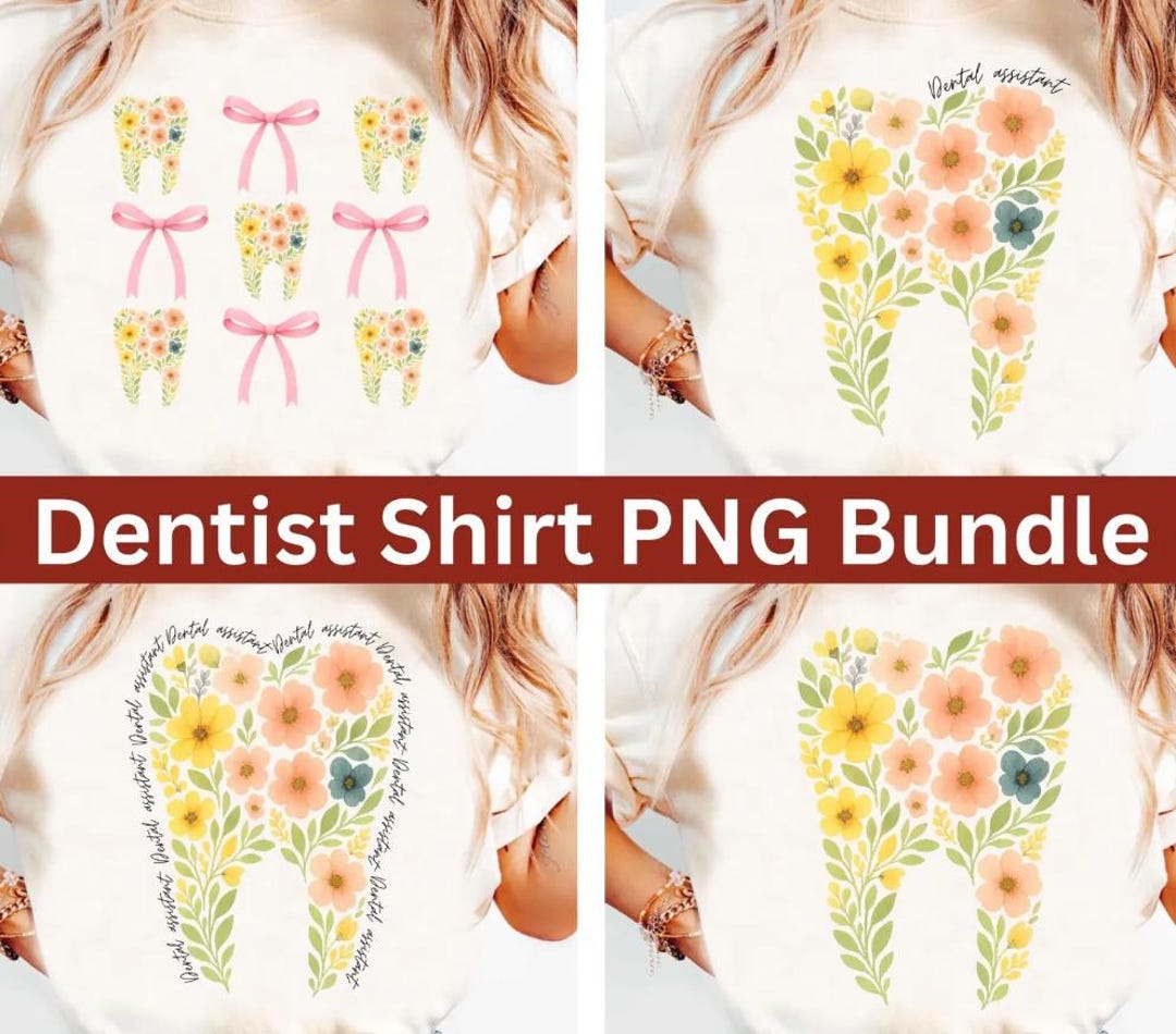 Watercolor Tooth Flower PNG, Dentist Floral Clipart, Dental Hygienist ...