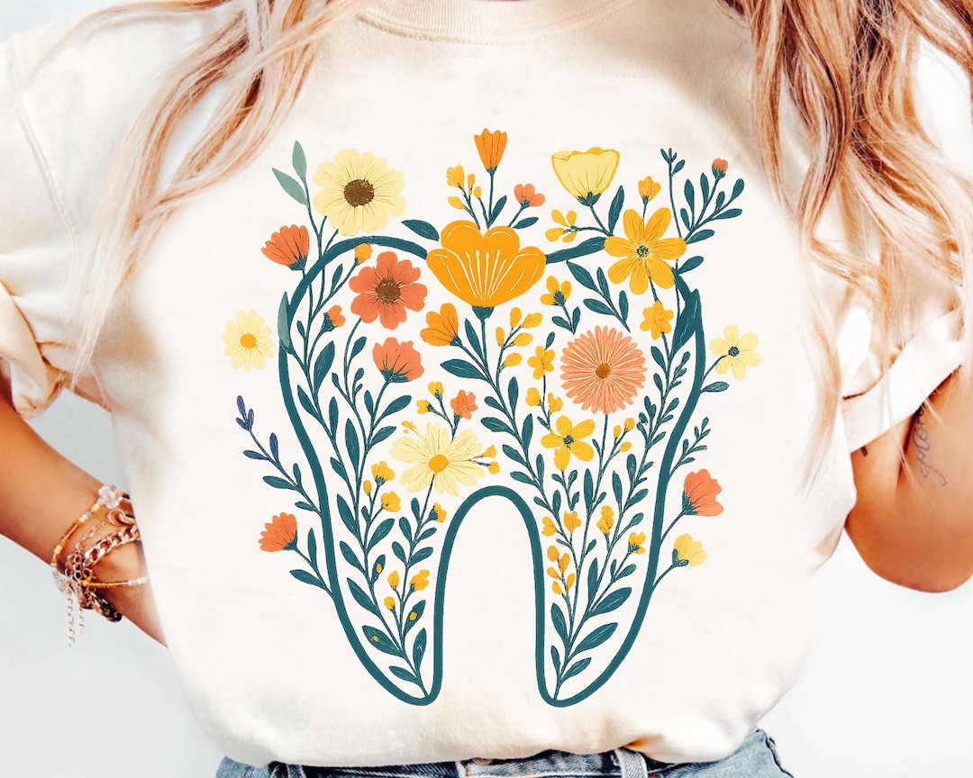 Watercolor Tooth Flower PNG, Dentist Floral Clipart, Dental Hygienist ...