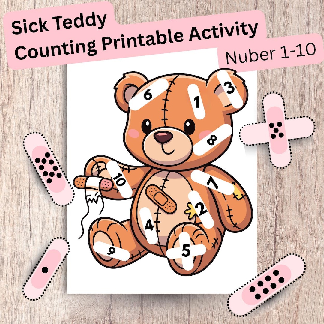 Sick Teddy Color Matching Activity Dramatic Play Pretend First Aid Kit ...