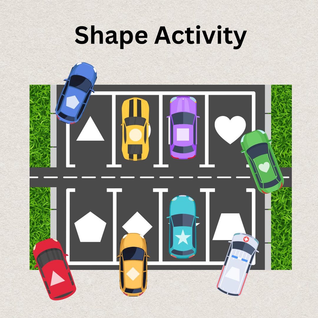 Shape Cars Park Busy Book Pages, Printable Activity Shapes Toddler ...