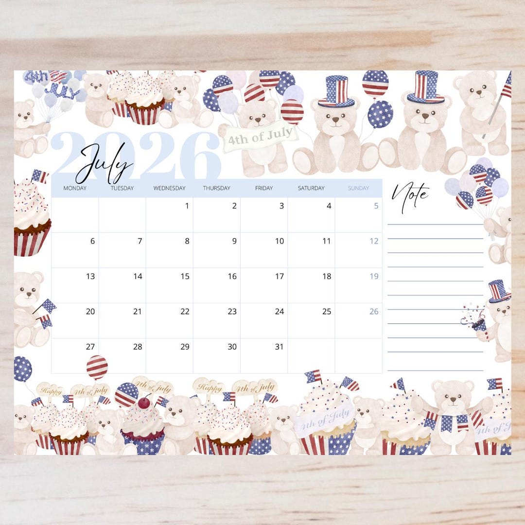 Editable July 2026 Calendar | Patriotic Planner Printable (digital ...
