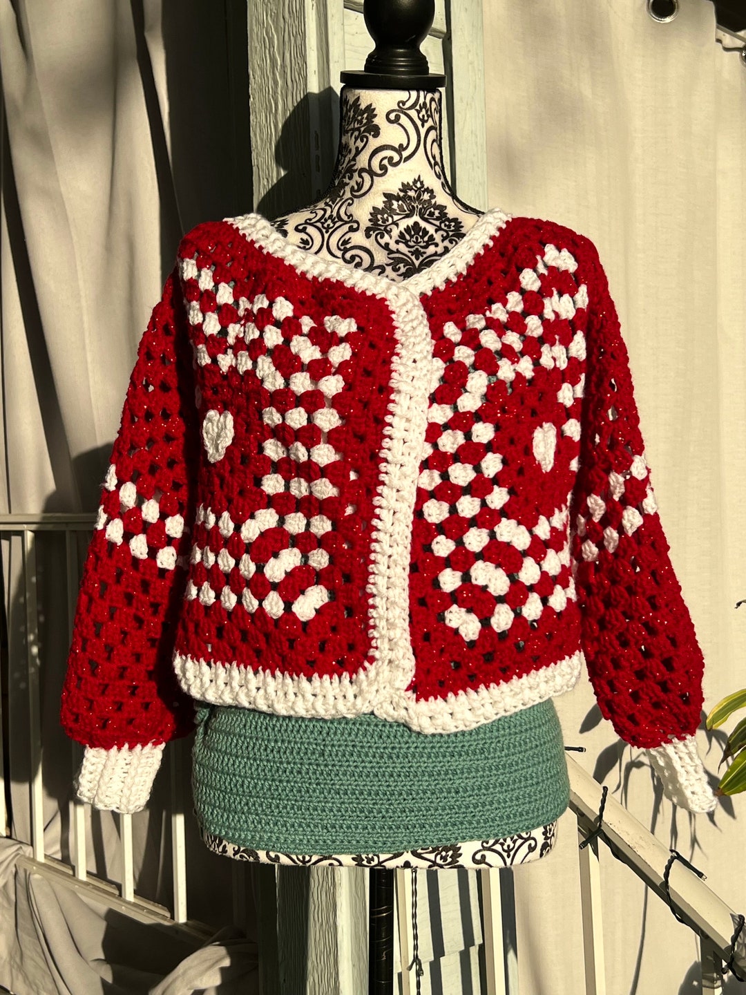 Red Heart Cardigan - Etsy