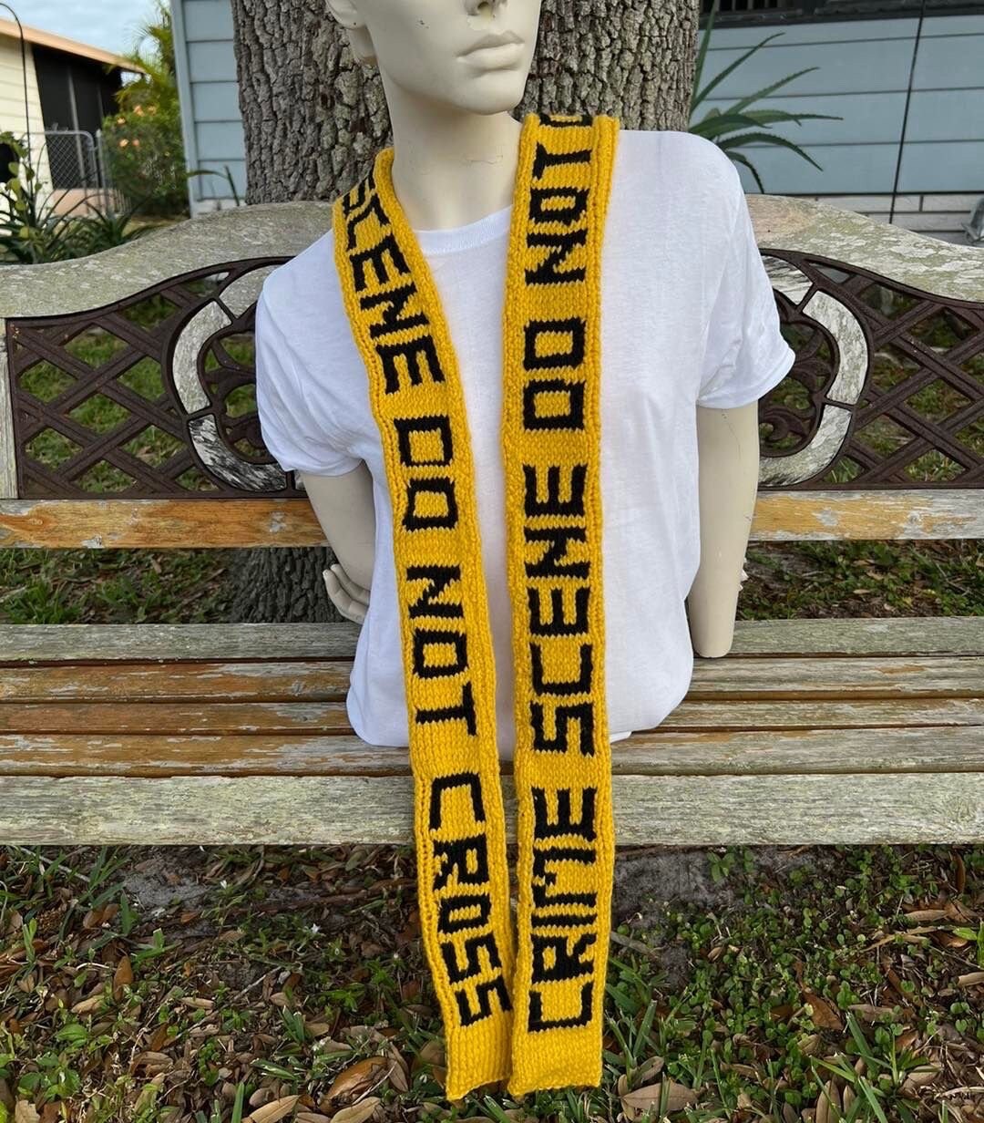 Hand Knit Crime Scene Scarf - Etsy