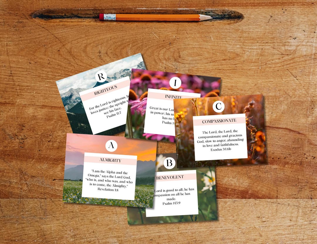 Attributes of God Alphabet Flashcards, Memory Verse Teaching Cards ...