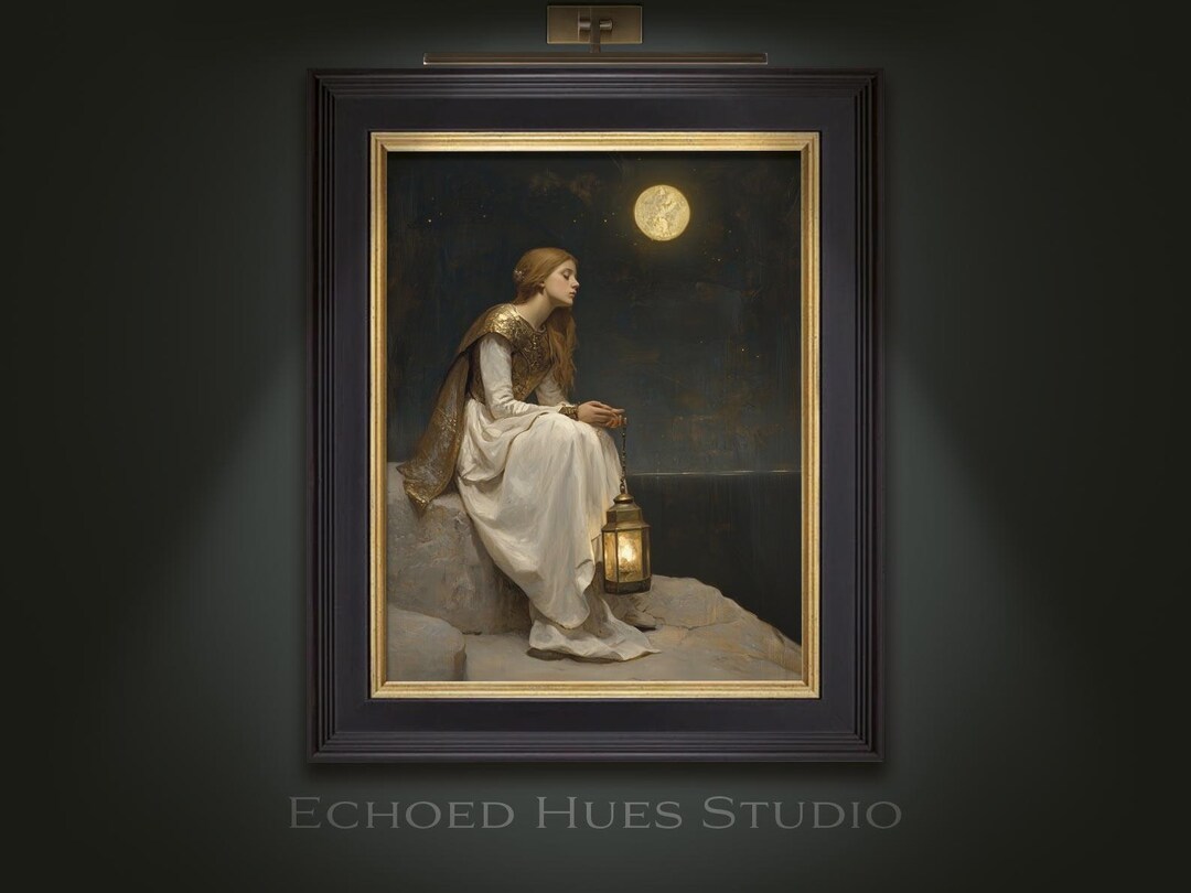 Pre-raphaelite Woman With Lantern Art Print | Dark Academia (digital ...