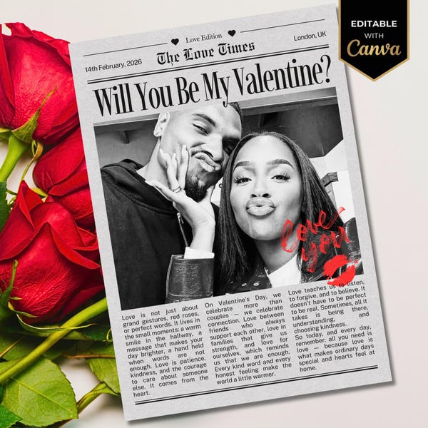 Will You Be My Valentine Template - Etsy