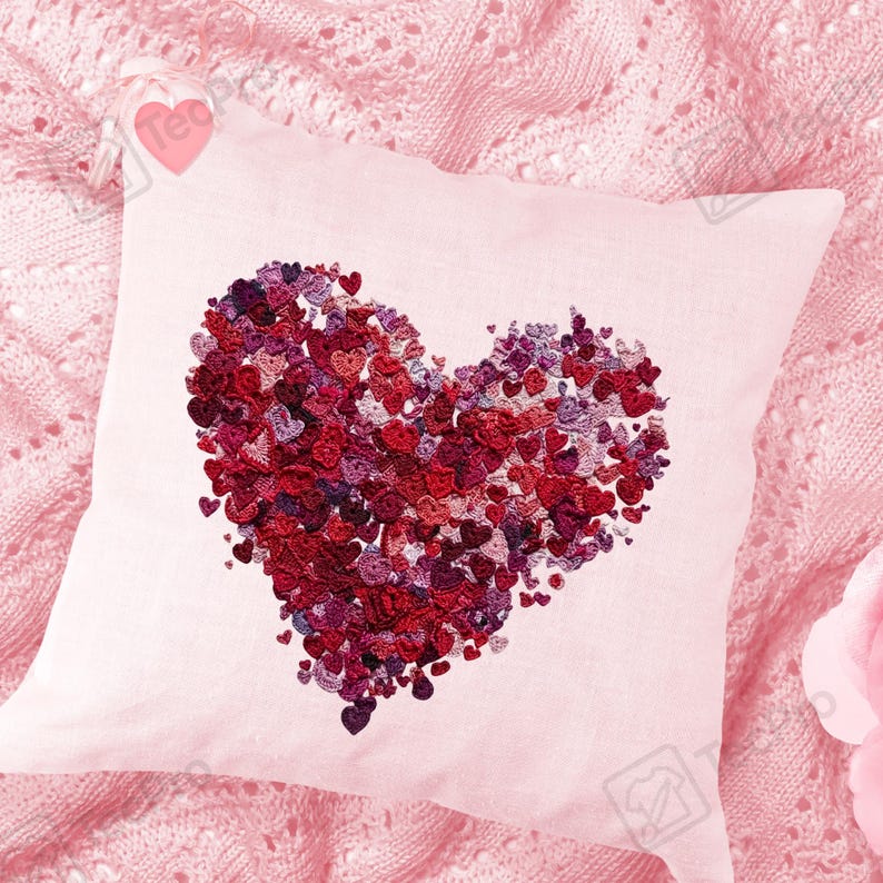 Coeur au crochet pour la Saint-Valentin PNG - faux fil coeurs rouges et ...