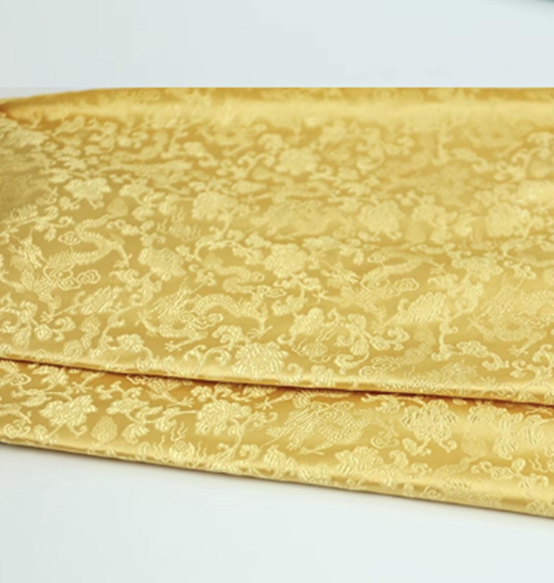 Light Gold Color Dragon Pattern Fabric, Jacquard Fabric, Fabric by the ...
