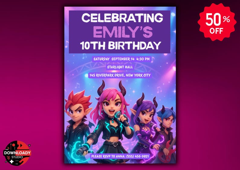 Editable K-pop Demon Hunters Birthday Invitation | Kpop Party Invite ...