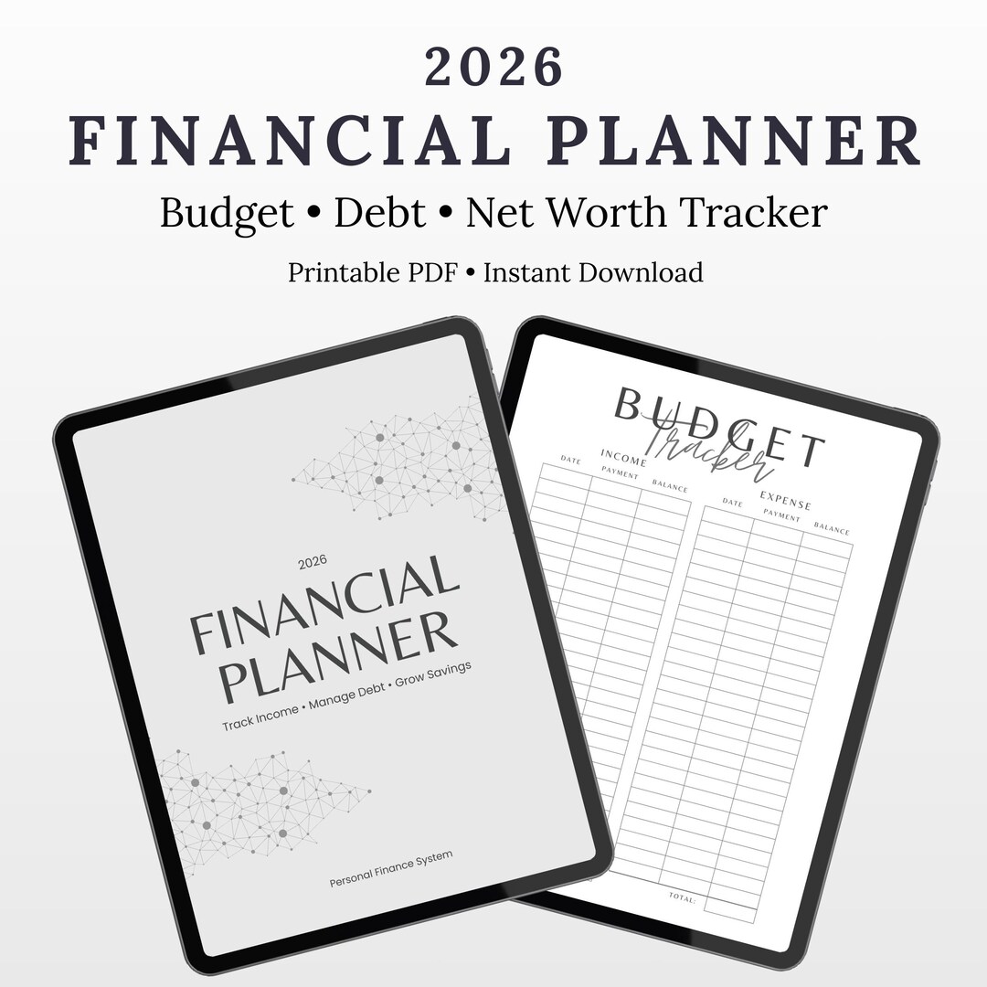2026 Financial Planner | Budget, Debt, Net Worth Tracker (printable PDF ...