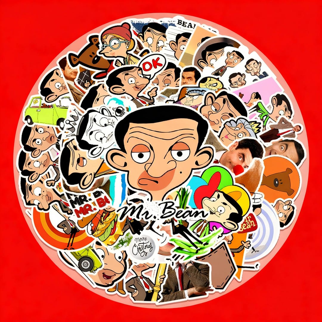 50pcs-mr. Bean Sticker Pack – Funny Cartoon Stickers, Comedy TV Show ...