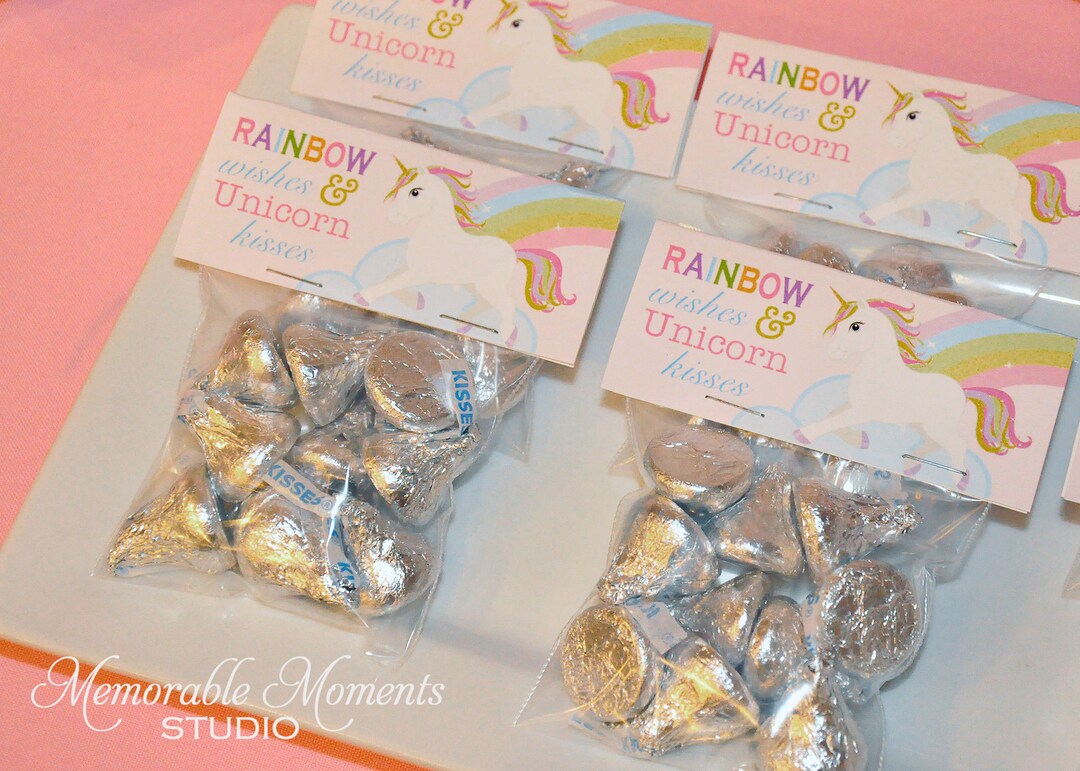 PRINTABLE CANDY BAG Labels Rainbow Wishes and Unicorn Kisses Memorable ...