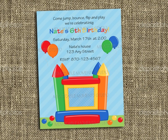 PRINTABLE INVITATION Inflatable Birthday Party Collection - Etsy