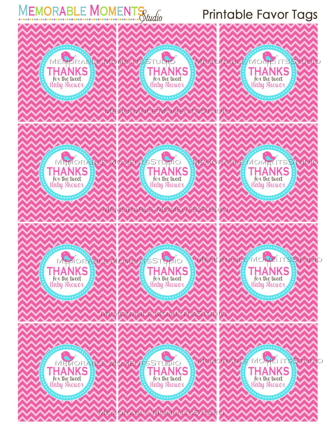 INSTANT DOWNLOAD Printable Birdie Favor Tags Tweet Bird Baby - Etsy