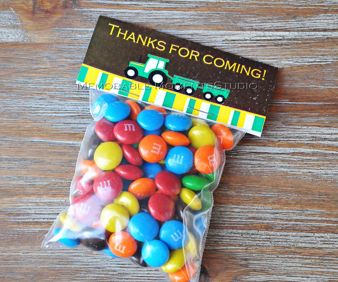 INSTANT DOWNLOAD Printable Candy Bag Labels Green Tractor Farm or ...