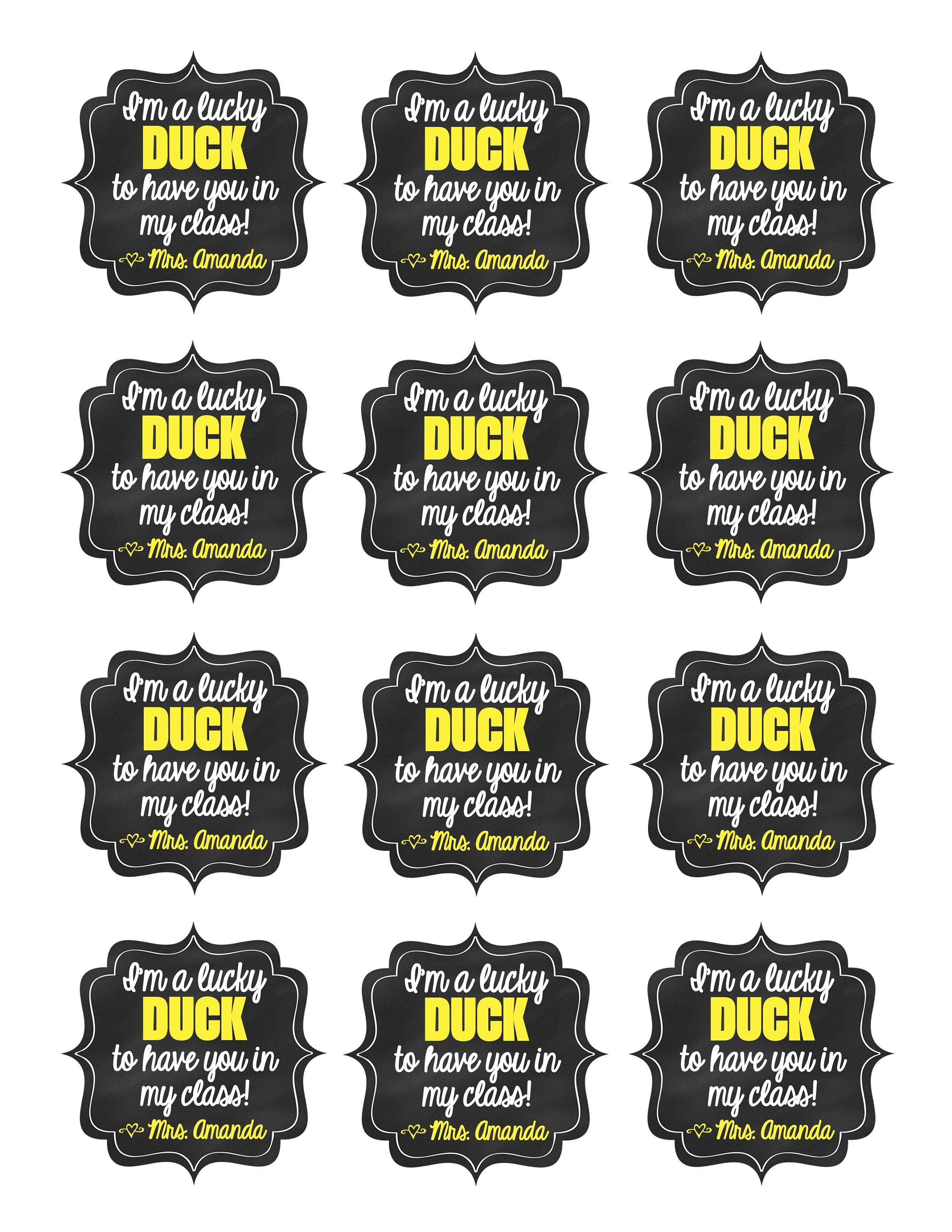EDITABLE Chalkboard Im A Lucky Duck to Have You in My Class - Etsy Canada
