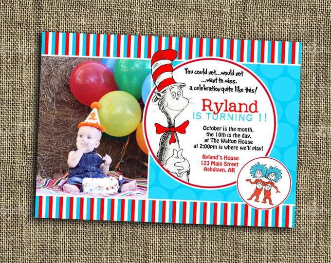 PRINTABLE INVITATION or Thank You Card for Dr. Seuss Party - Etsy