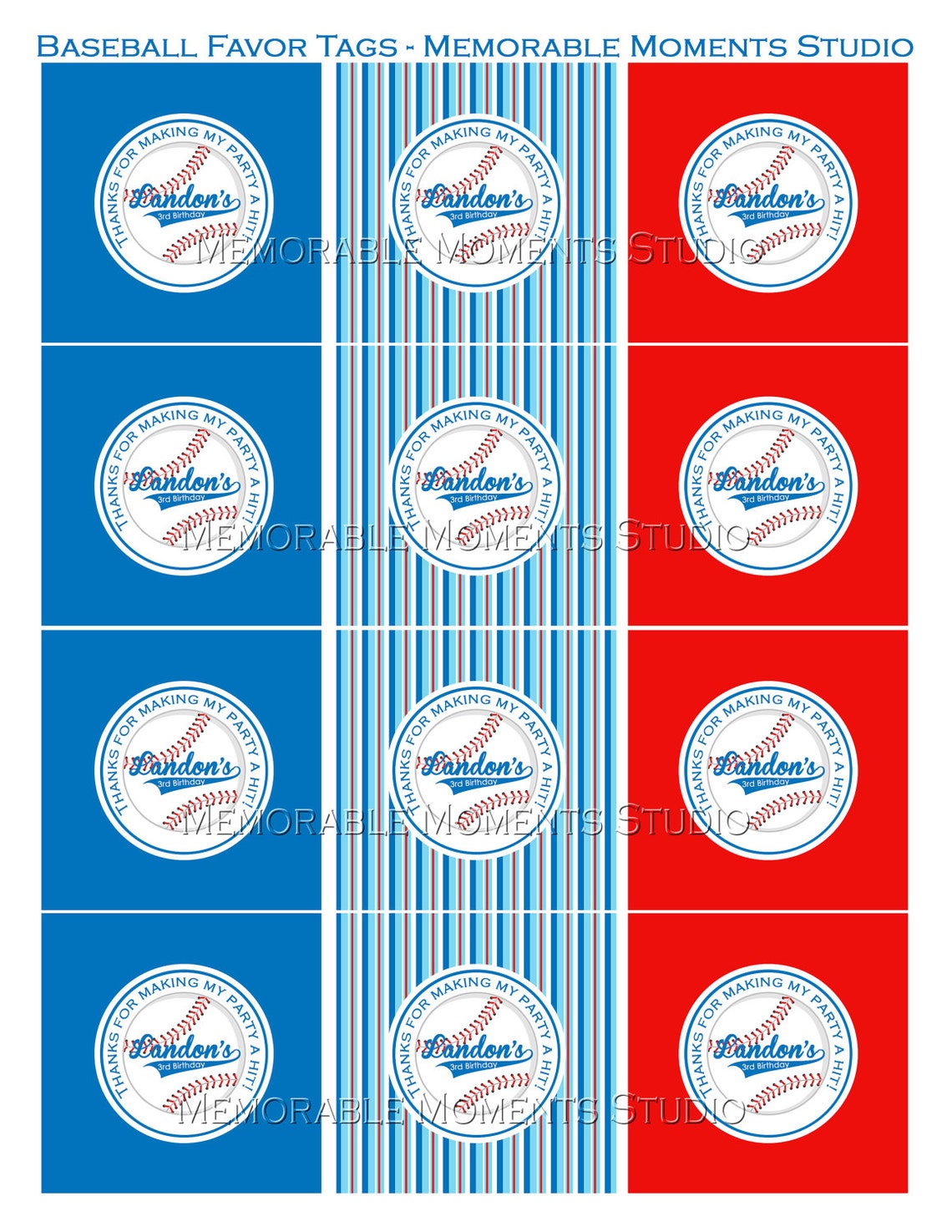 PRINTABLE FAVOR TAGS Baseball Party Collection Memorable - Etsy