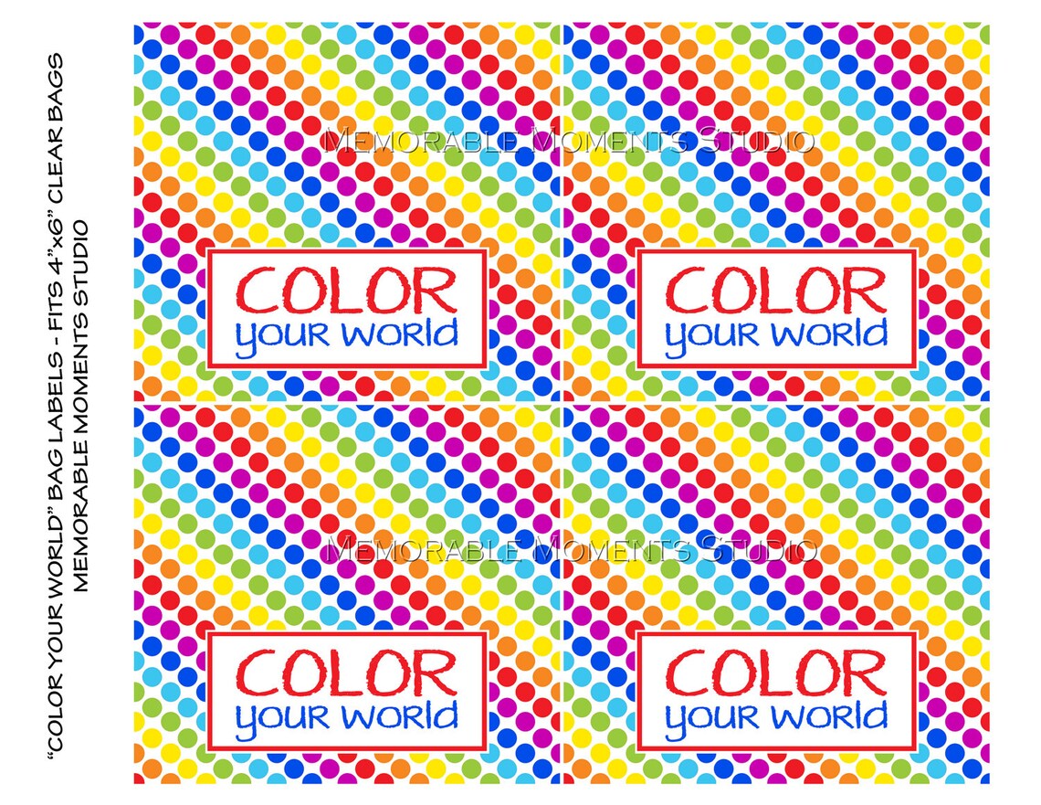 INSTANT DOWNLOAD Printable Candy Bag Labels Rainbow or - Etsy