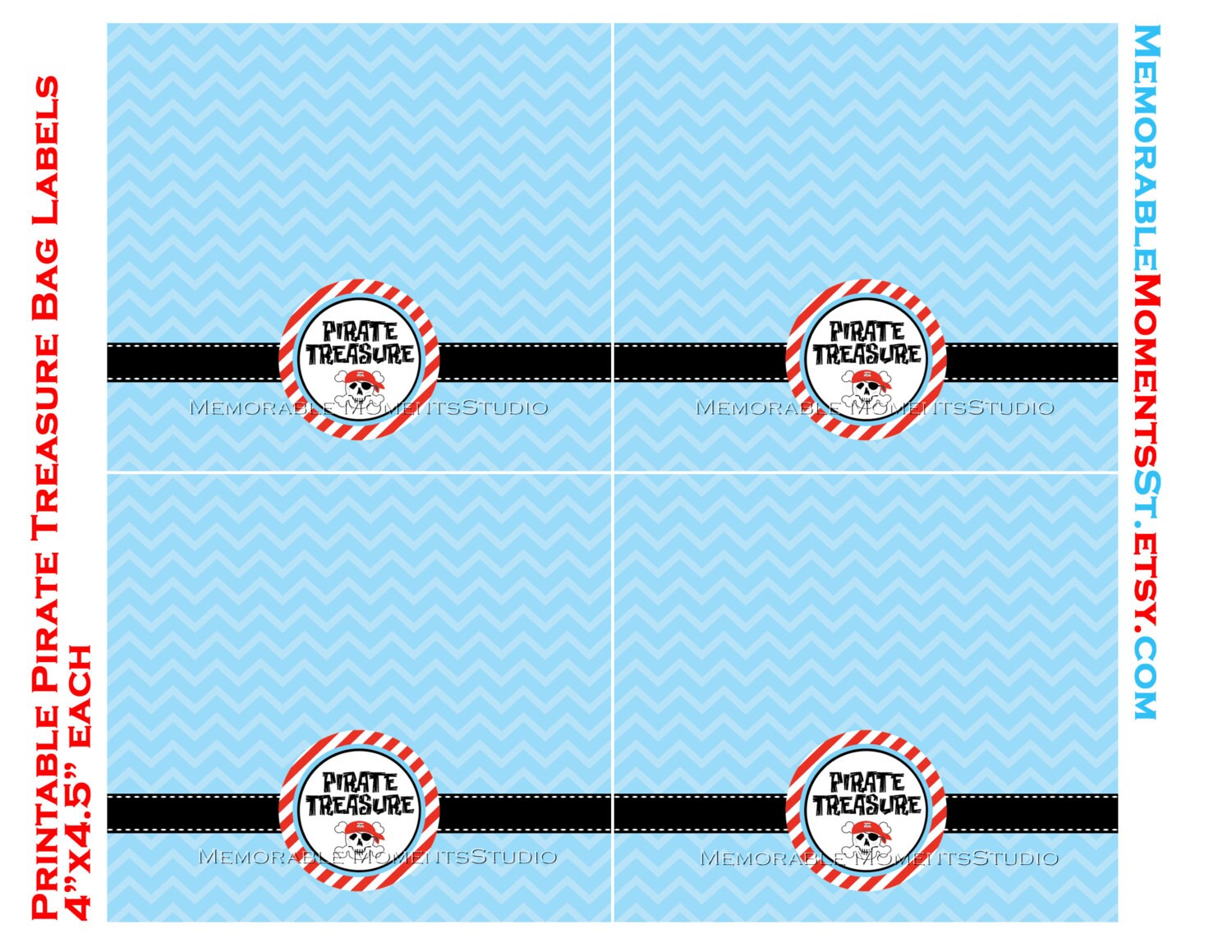 INSTANT DOWNLOAD Printable Pirate Treasure Bag Labels - Etsy