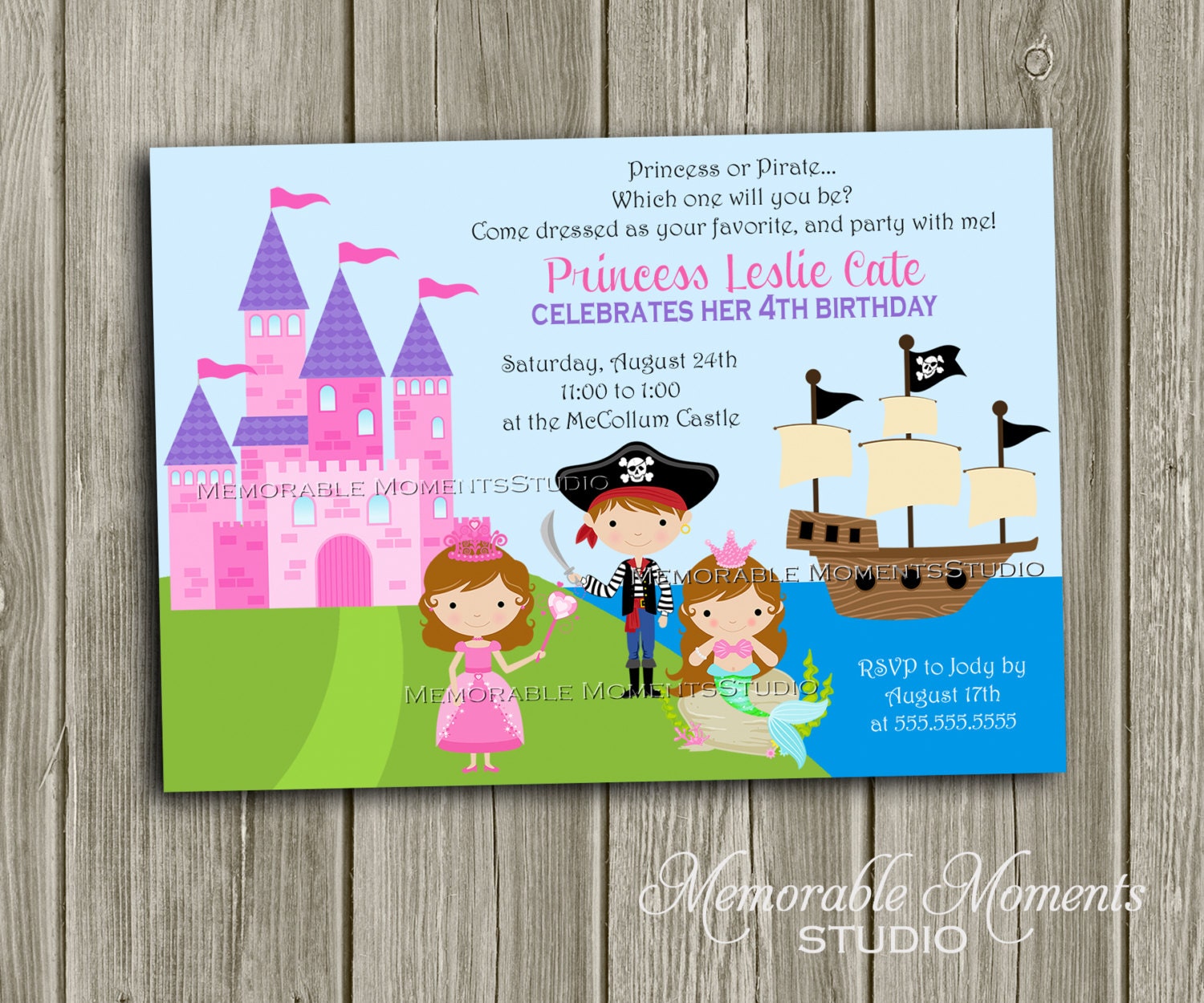 PRINTABLE INVITATIONS Princess and Pirate Birthday Party | Etsy