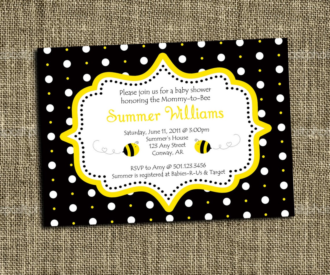 Custom Printable Bumble Bee Baby Shower or Party Invitation - Etsy