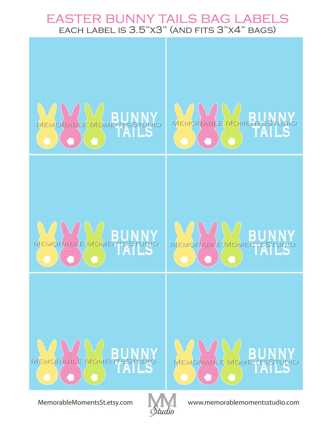 INSTANT DOWNLOAD Printable Bunny Tails Bag Labels Easter - Etsy