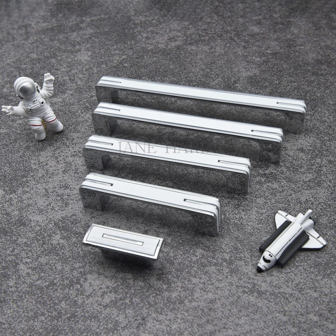 White & Chrome Drawer Pulls: Modern Kitchen Cupboard Handle,square ...