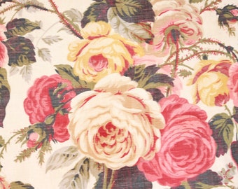 Cabbage Rose Fabric - Etsy