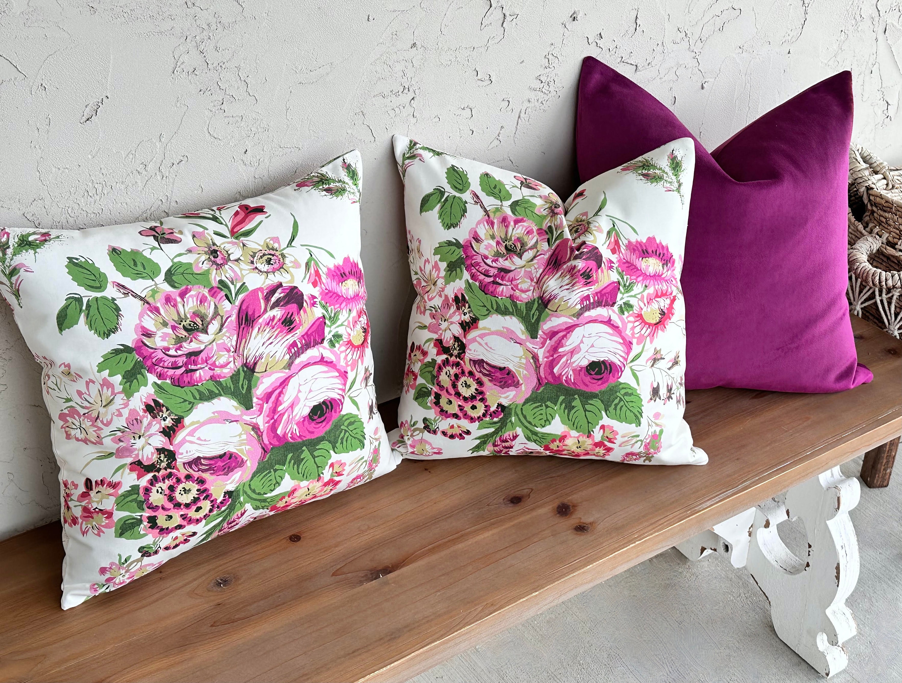 Lisa Fine Arabella Pink Floral Chintz English Pink Roses Decorative ...