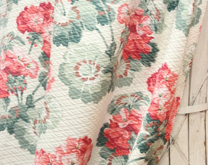 1930s Floral Red Geranium Barkcloth Fabric Drapery Curtain Panel - Etsy