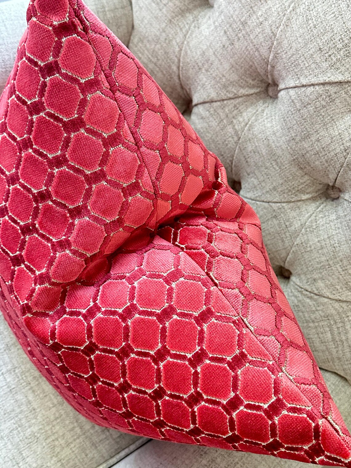 Modern Abstract Cranberry Plush Velvet Pillows Lumbar Bolster Custom ...