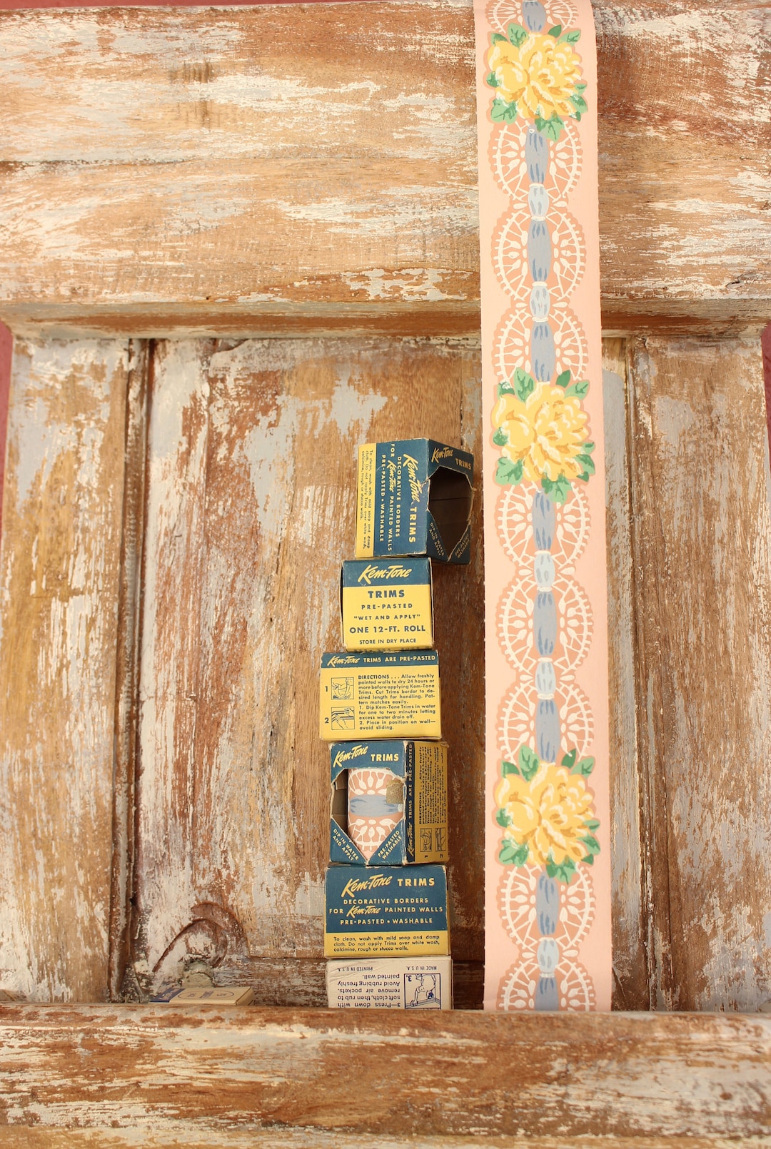 Vintage Yellow Rose Wallpaper Border Roll: Shabby Chic Cottage Decor - Etsy
