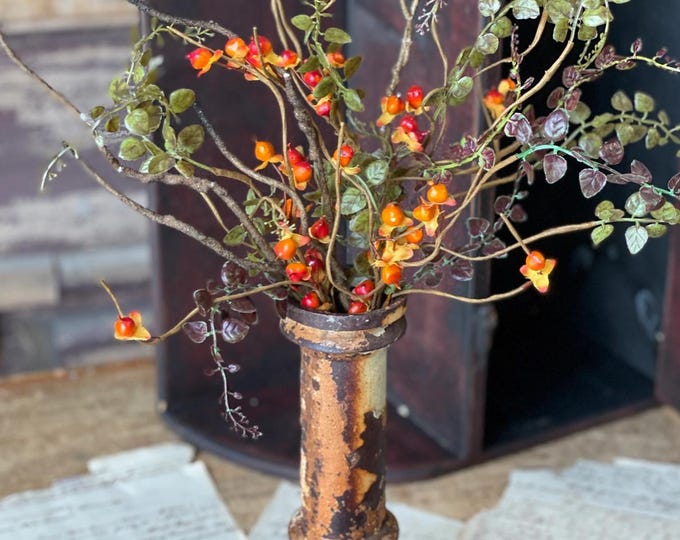 Floral Bittersweet Berries Fall Leaf Pick Branch Wreath Grapevine Stems ...