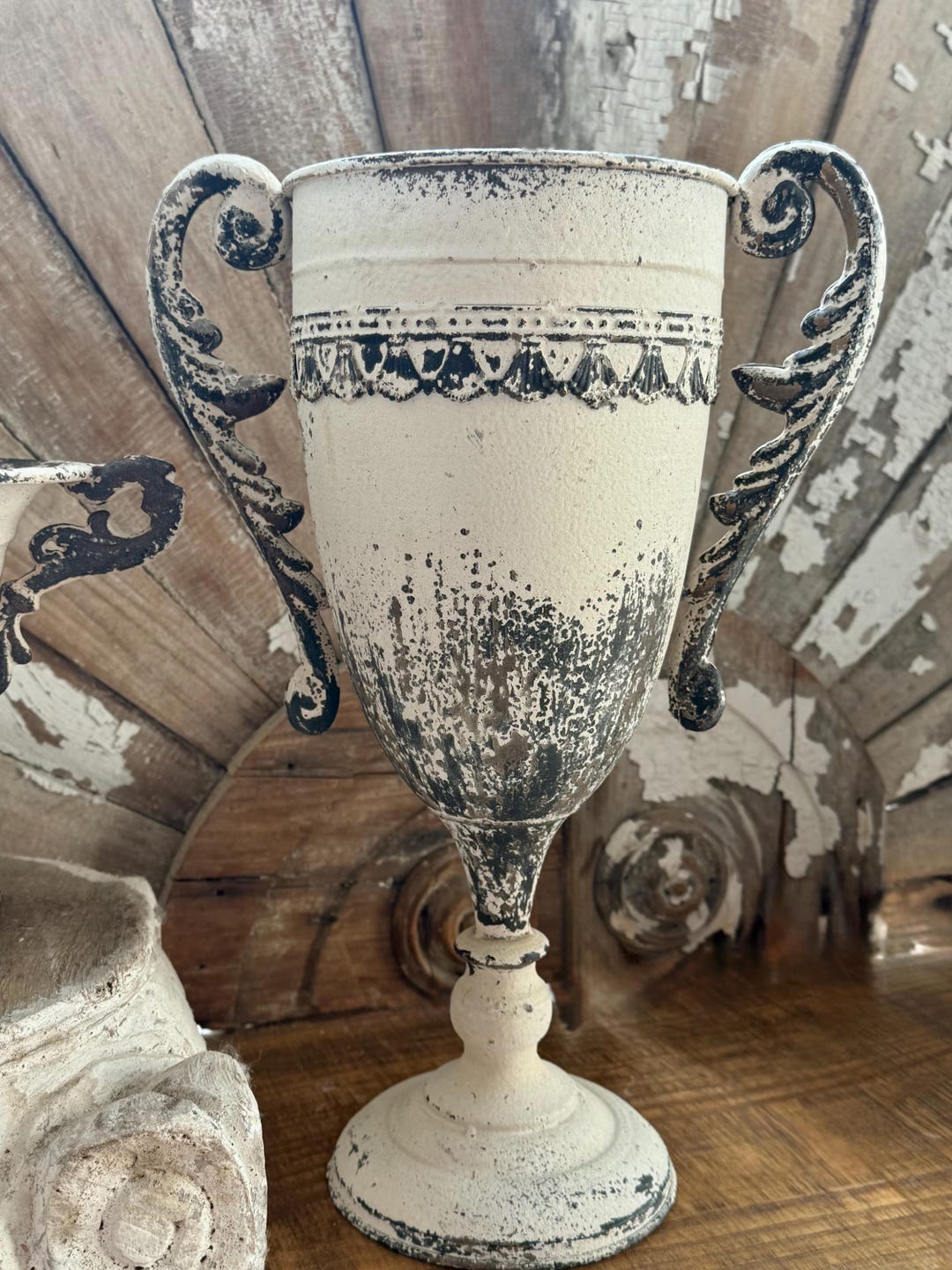 Distressed Urn Vase Planter Pots Containers ~ Chippy White French ...