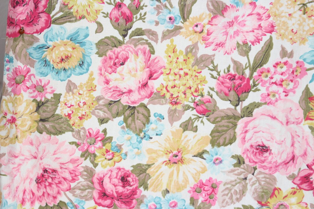 Pink Cabbage Rose and Lilac Floral Vintage Barkcloth Fabric Pillow - Etsy