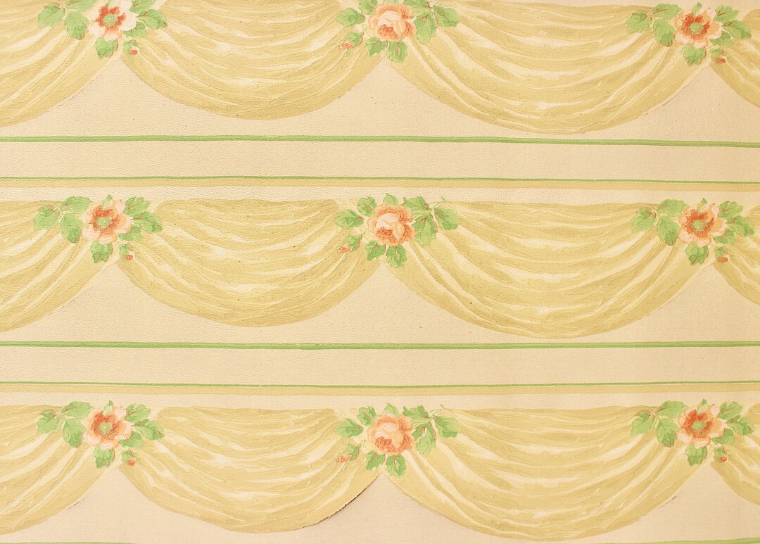 Vintage Floral Wallpaper Border: Shabby Chic Pink Roses, 1930s - Etsy