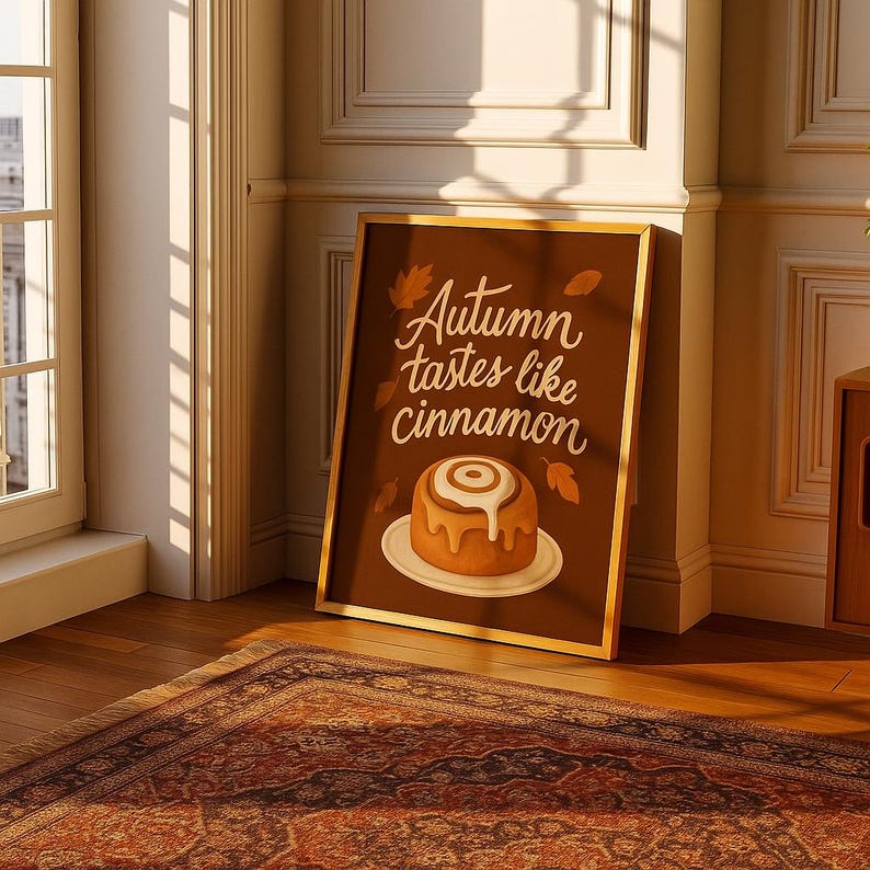 Autumn Cinnamon Roll Print: Cozy Fall Kitchen Decor (digital Download ...