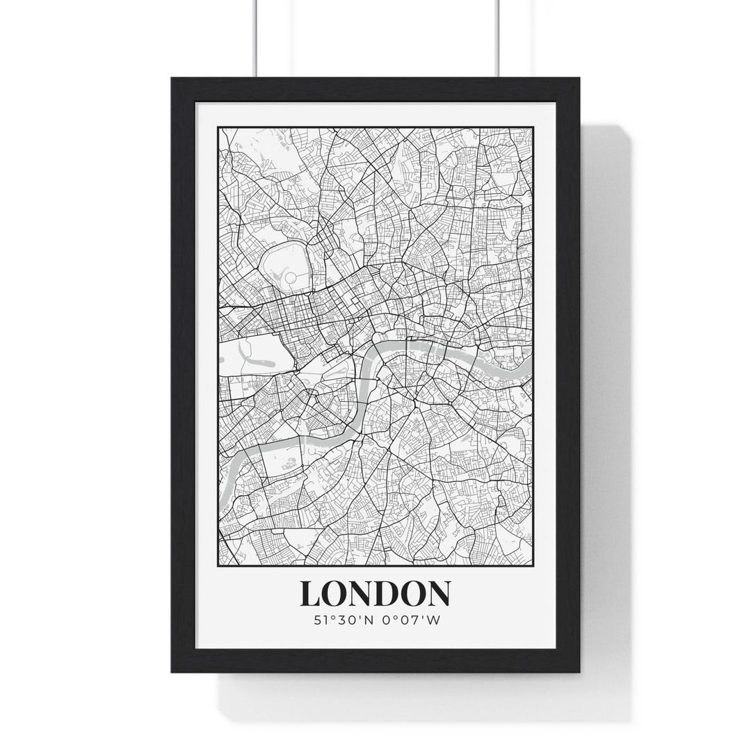 London Map Print: Minimalist Black & White UK Wall Art - Etsy
