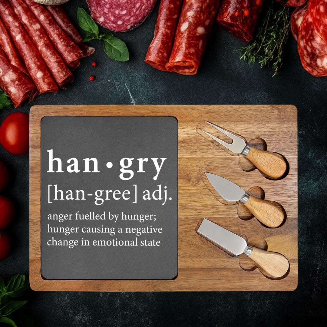Funny 'hangry' Slate Charcuterie Board With Knife Set - Etsy Canada
