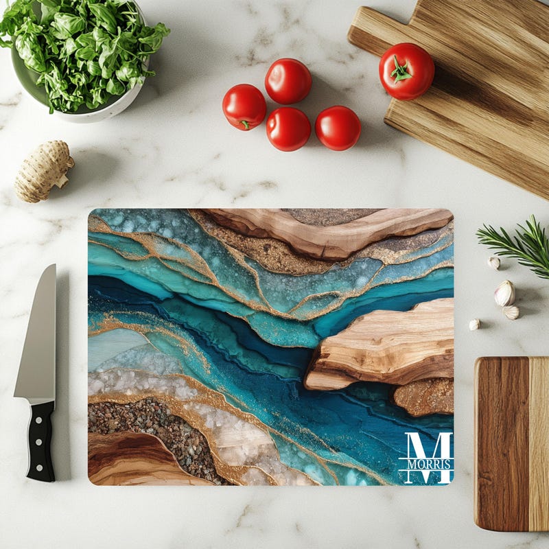 Wood and Epoxy Teal Decor - Etsy