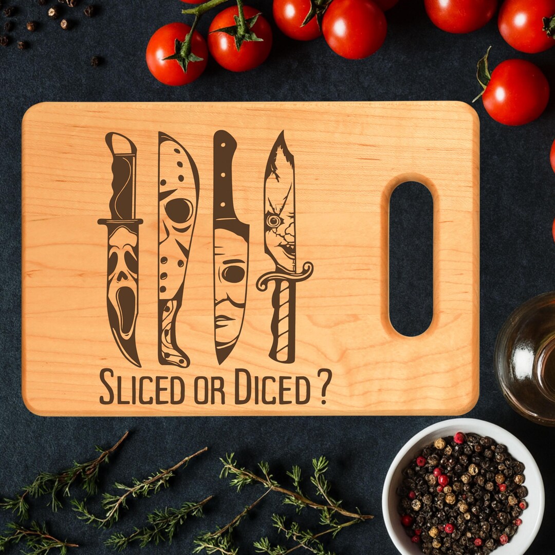 Engraved Horror Movie Knife Cutting Board: Spooky Halloween Decor Gift ...