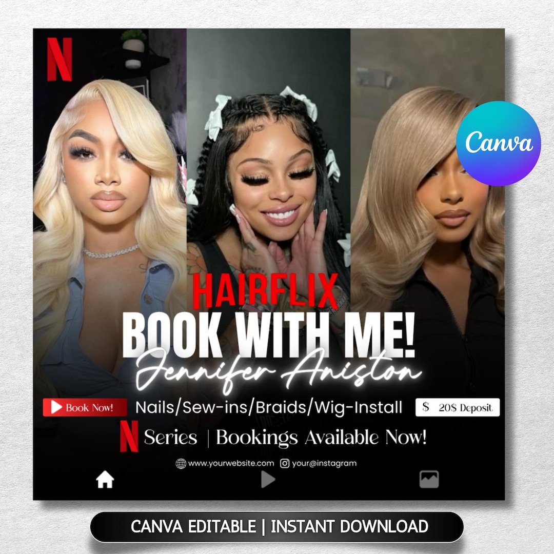 Hairflix Booking Flyer: Braids, Wigs, Sew-ins (canva Editable) - Etsy