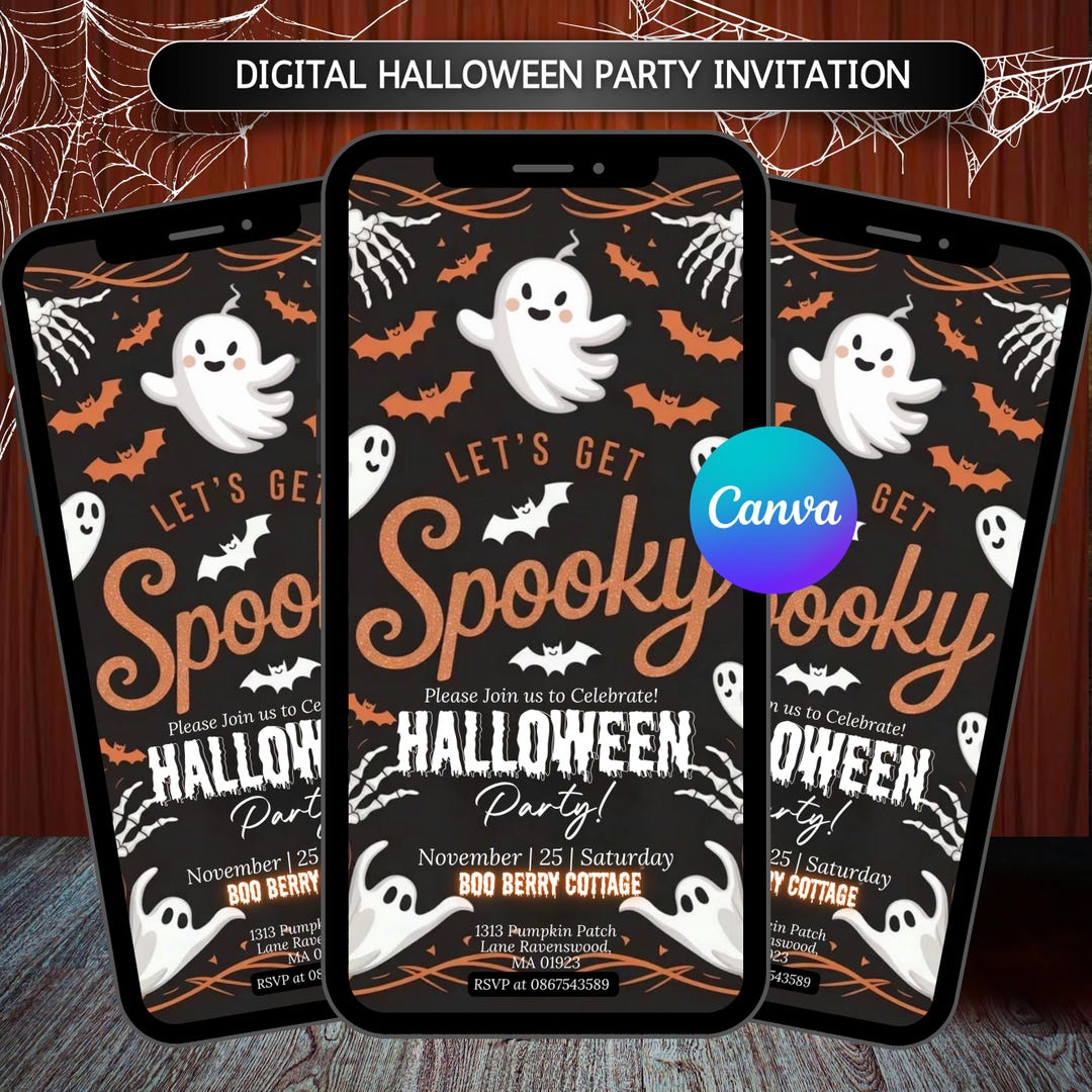 Digital Halloween Party Invitation, Animated Halloween Video Invite ...