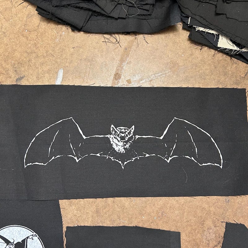 Embroidered Bat Fabric - Etsy