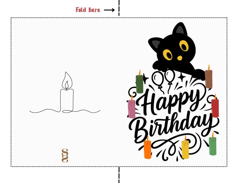 Happy Birthday Cat Card Digital Download | Eco-friendly Printable ...
