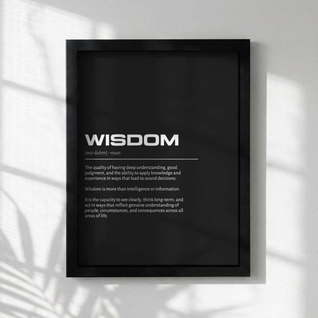 Wisdom Definition Wall Art | Bold Insight & Judgment Print | Minimalist ...