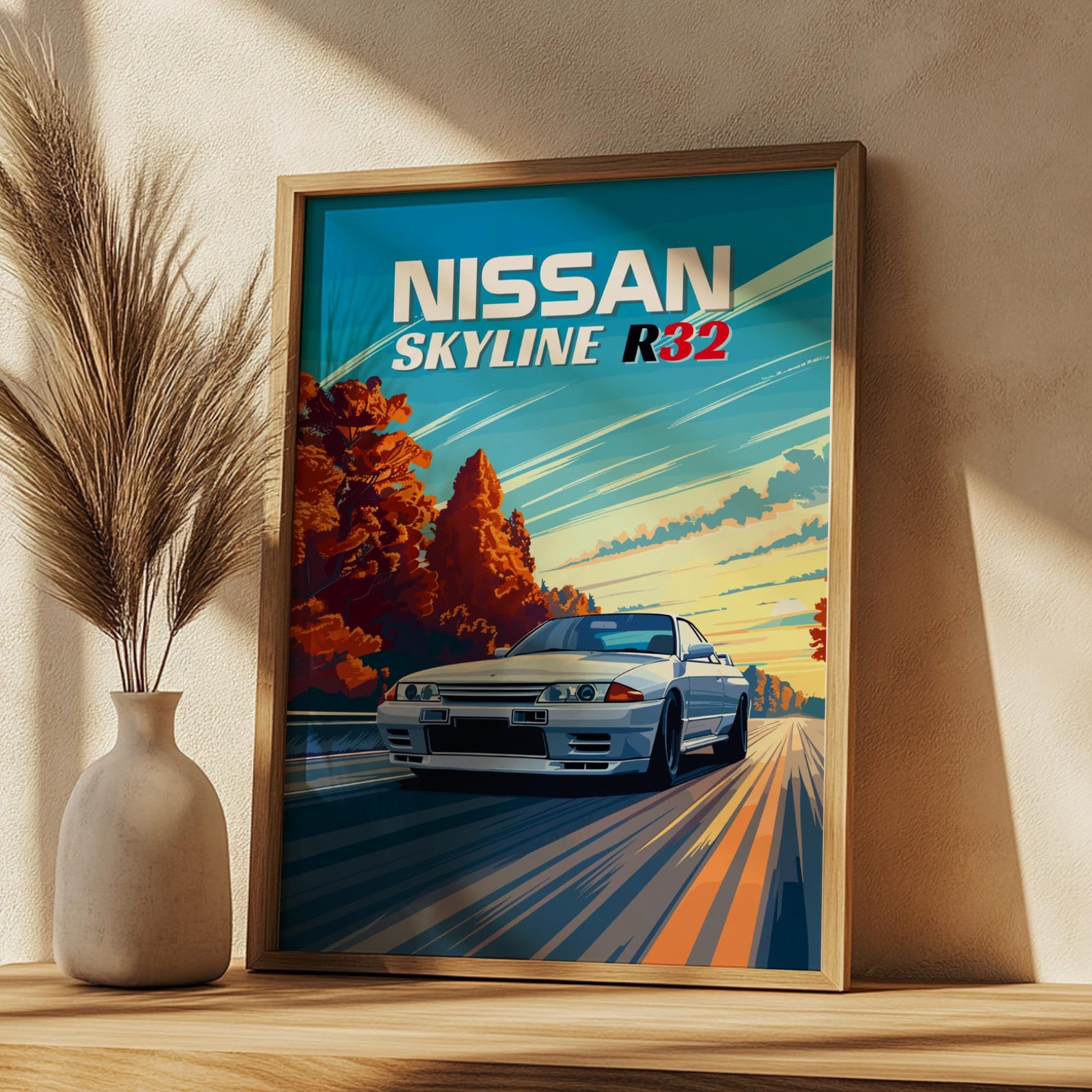 Nissan Skyline GT-R R32 Poster | Nissan GTR R32 Print | JDM Car Wall ...