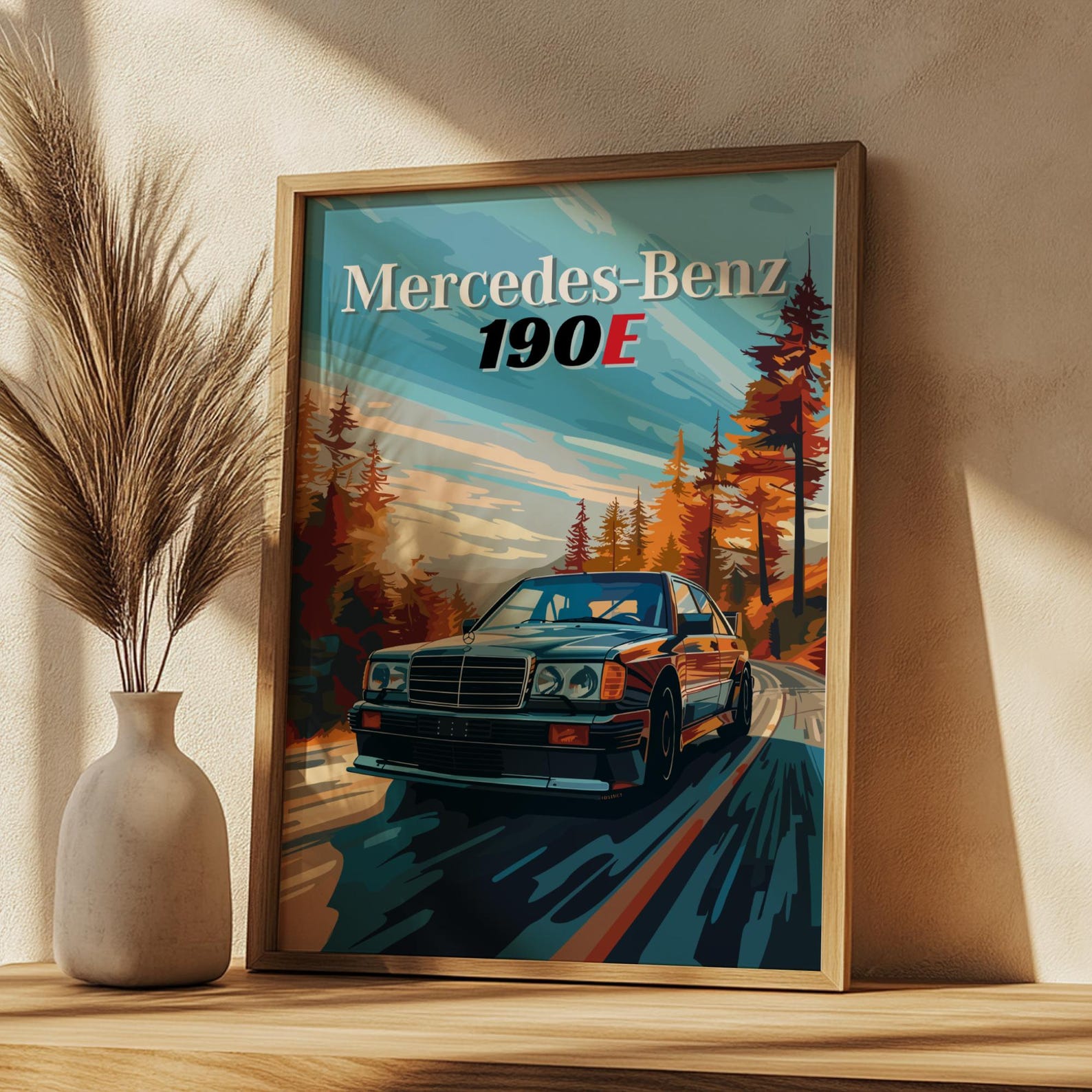Mercedes-benz 190E Poster | Classic Sports Sedan Wall Art Print ...